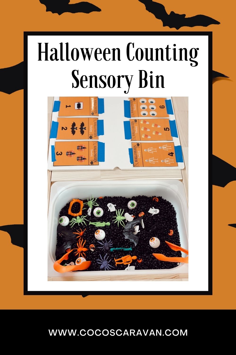 How to make a counting Halloween sensory bin - Coco's Caravan