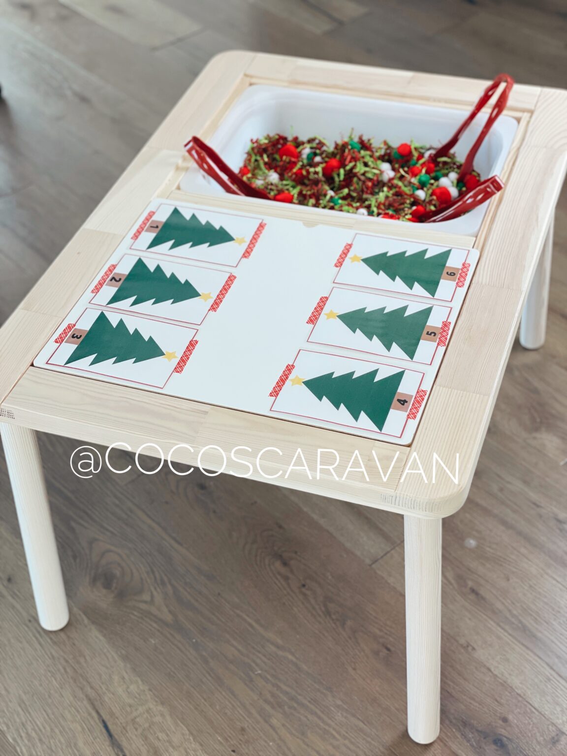 How to make a fun Counting Christmas Sensory Bin - Coco's Caravan