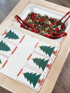 How to make a fun Counting Christmas Sensory Bin - Coco's Caravan