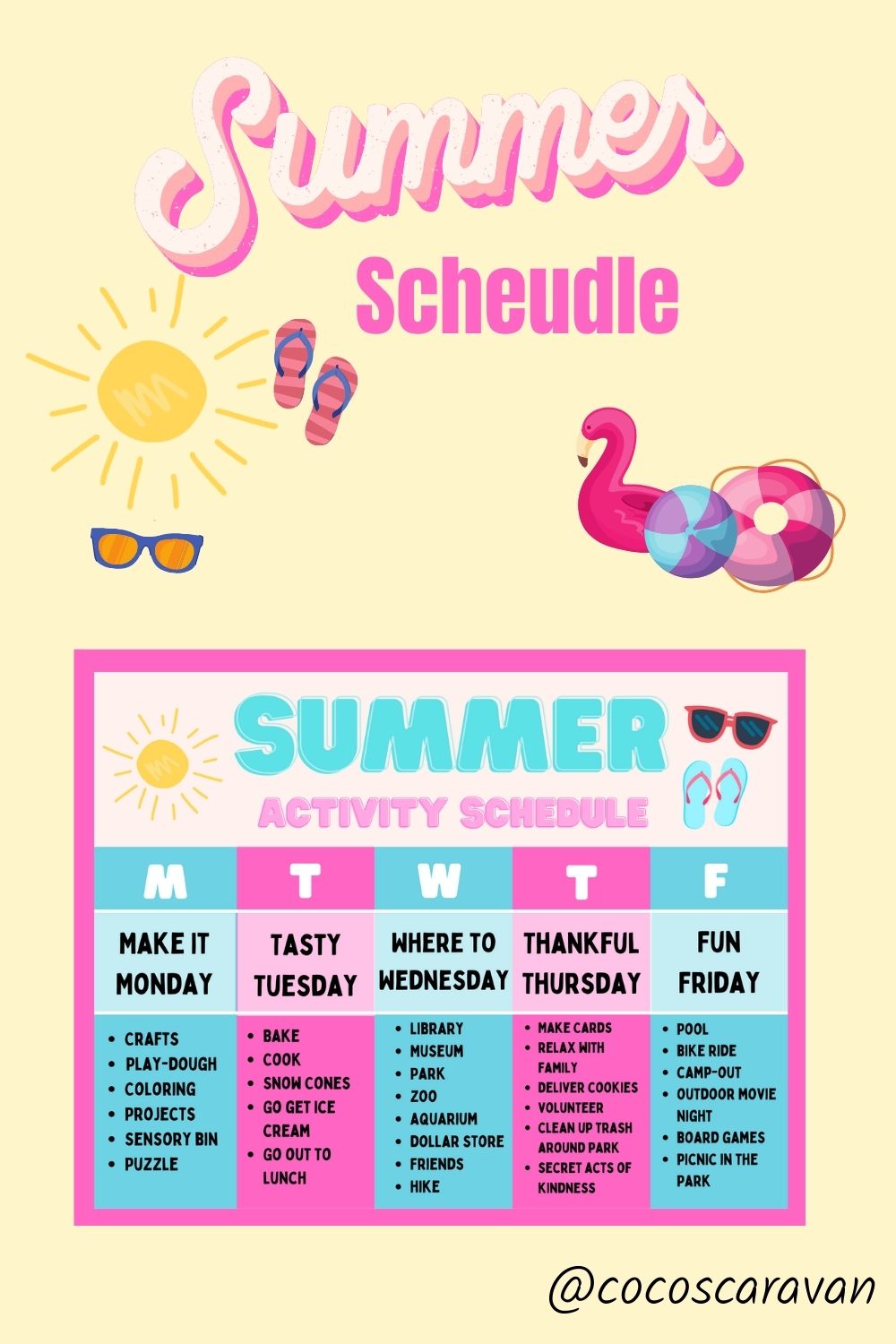 Best summer schedule for kids that you can print - Coco's Caravan