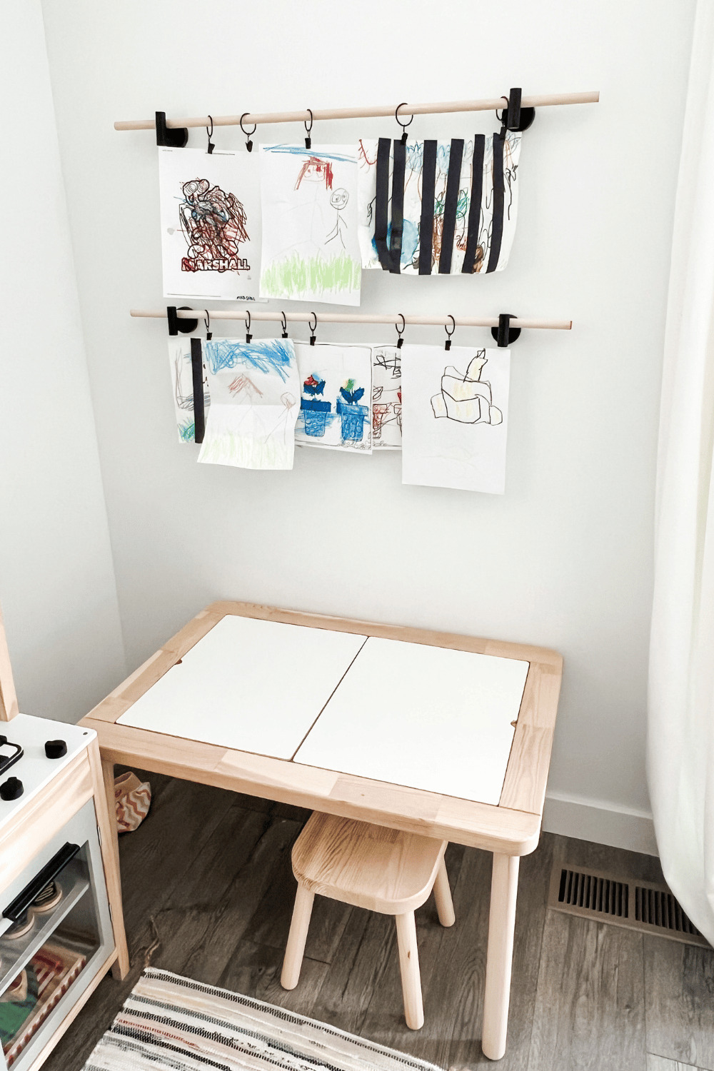How to make an easy kids artwork display at home - Coco's Caravan