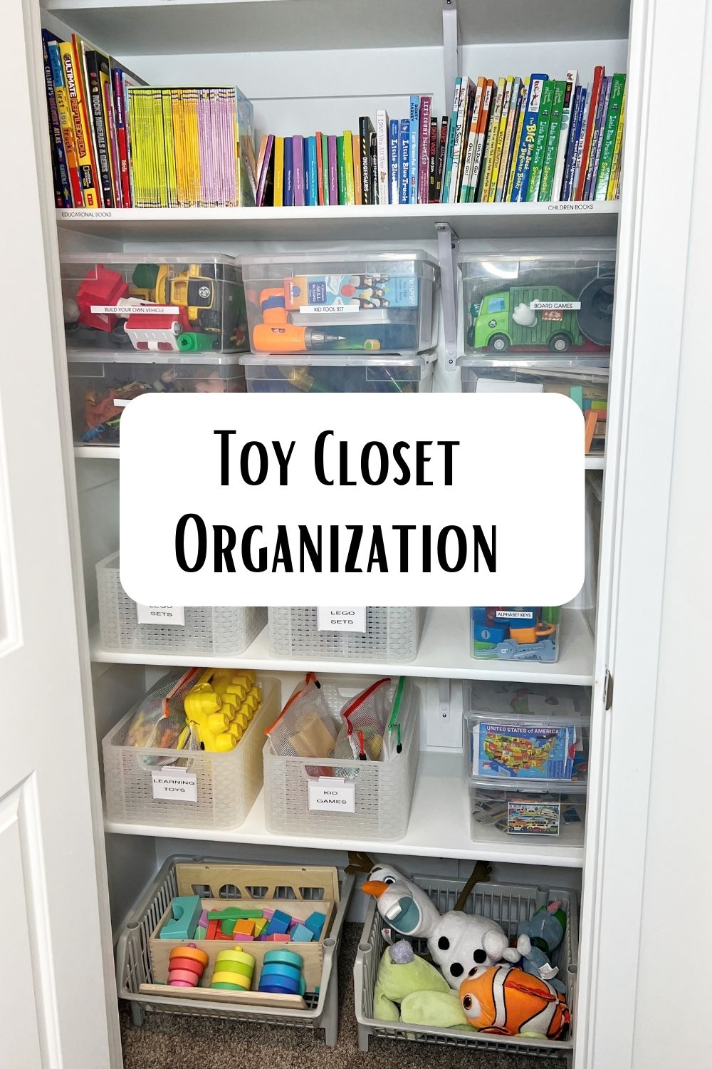 How to organize kid toys: Toy Closet Organization - Coco's Caravan